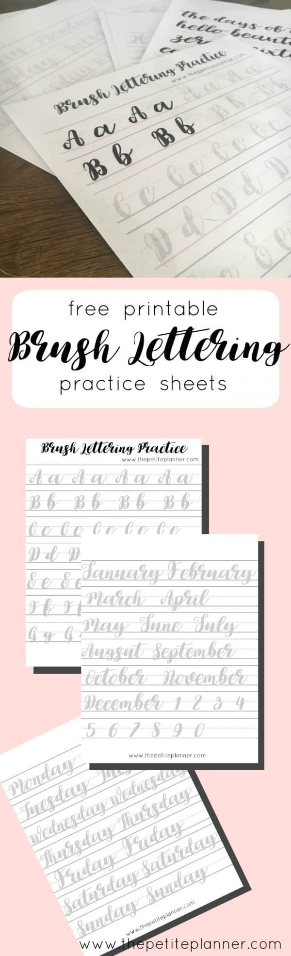 Learn Brush Lettering with These Free Practice Sheets ⋆ The Petite Planner