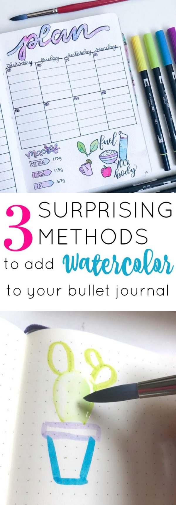 3 Surprising Ways to Add Watercolor to Your Bullet Journal ⋆ The Petite ...