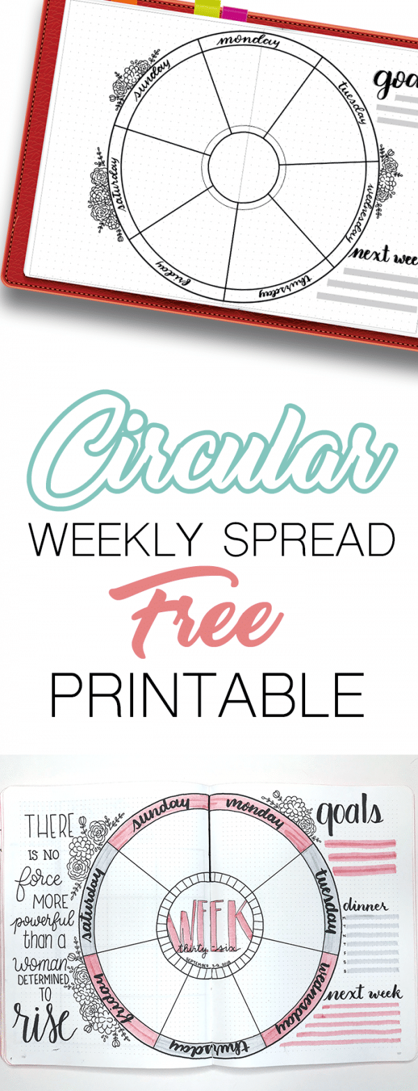 Circular Weekly Spread Free Bullet Journal Printable ⋆ The Petite Planner