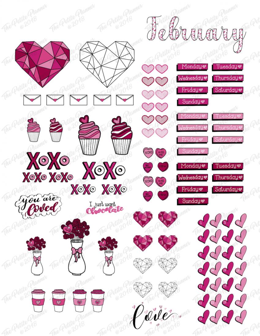 February Sticker Pack: Valentine's Day Theme ⋆ The Petite Planner