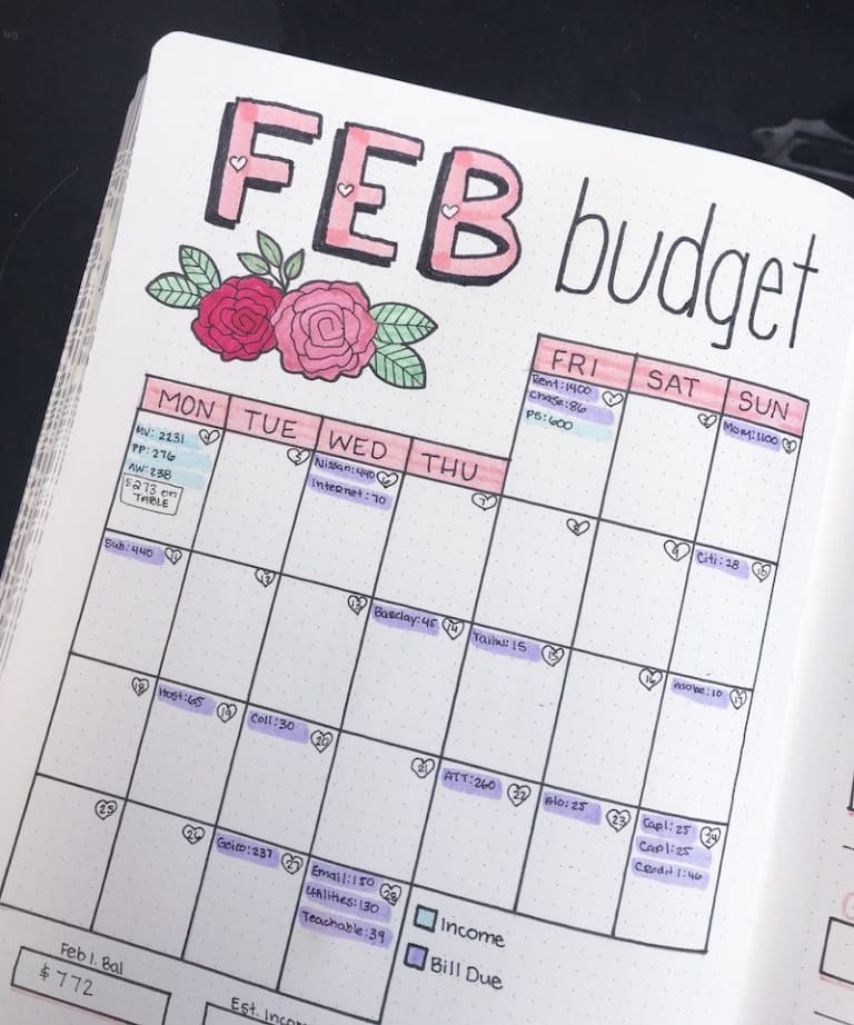 Bullet Journal Bill Tracker Calendar Layout ⋆ The Petite Planner