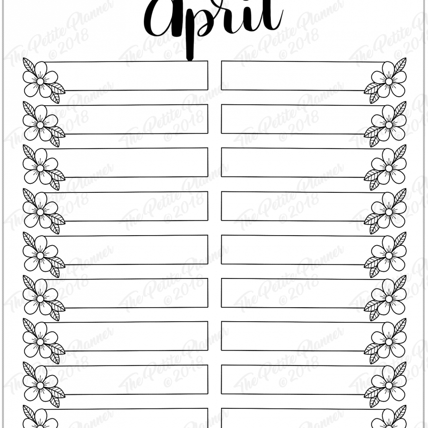 April 2019 Printable Bullet Journal Setup ⋆ The Petite Planner