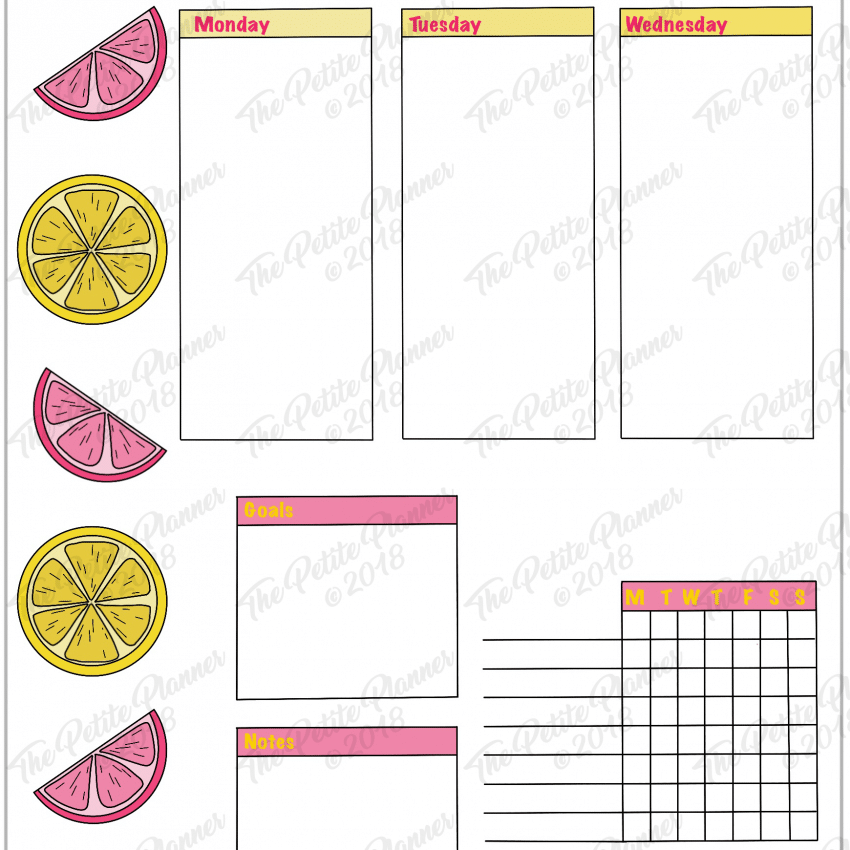 Pink Lemonade Weekly Spread ⋆ The Petite Planner