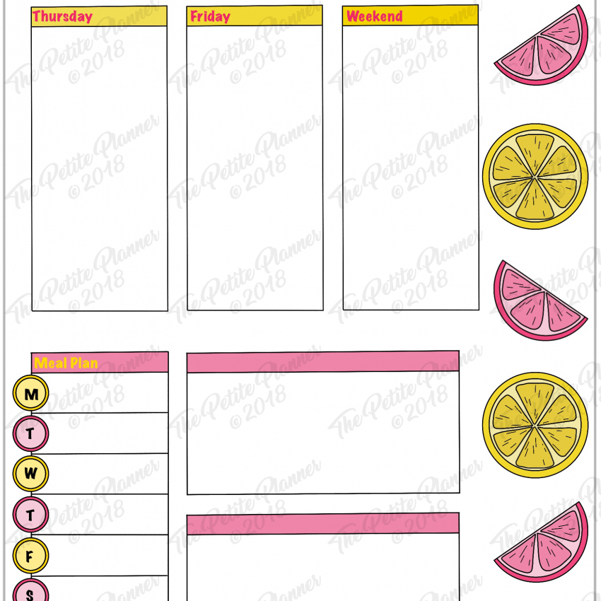 Pink Lemonade Weekly Spread ⋆ The Petite Planner