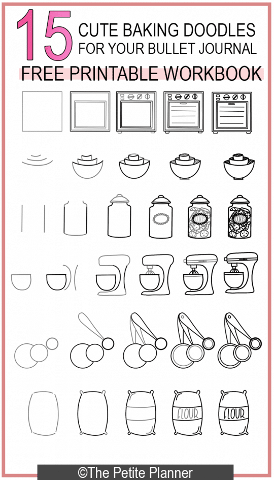 15 Cute Baking Doodles for Your Bullet Journal + Free Printable ...