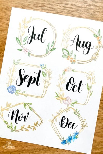 FREE Months of the Year Printables (Gold Floral Theme)