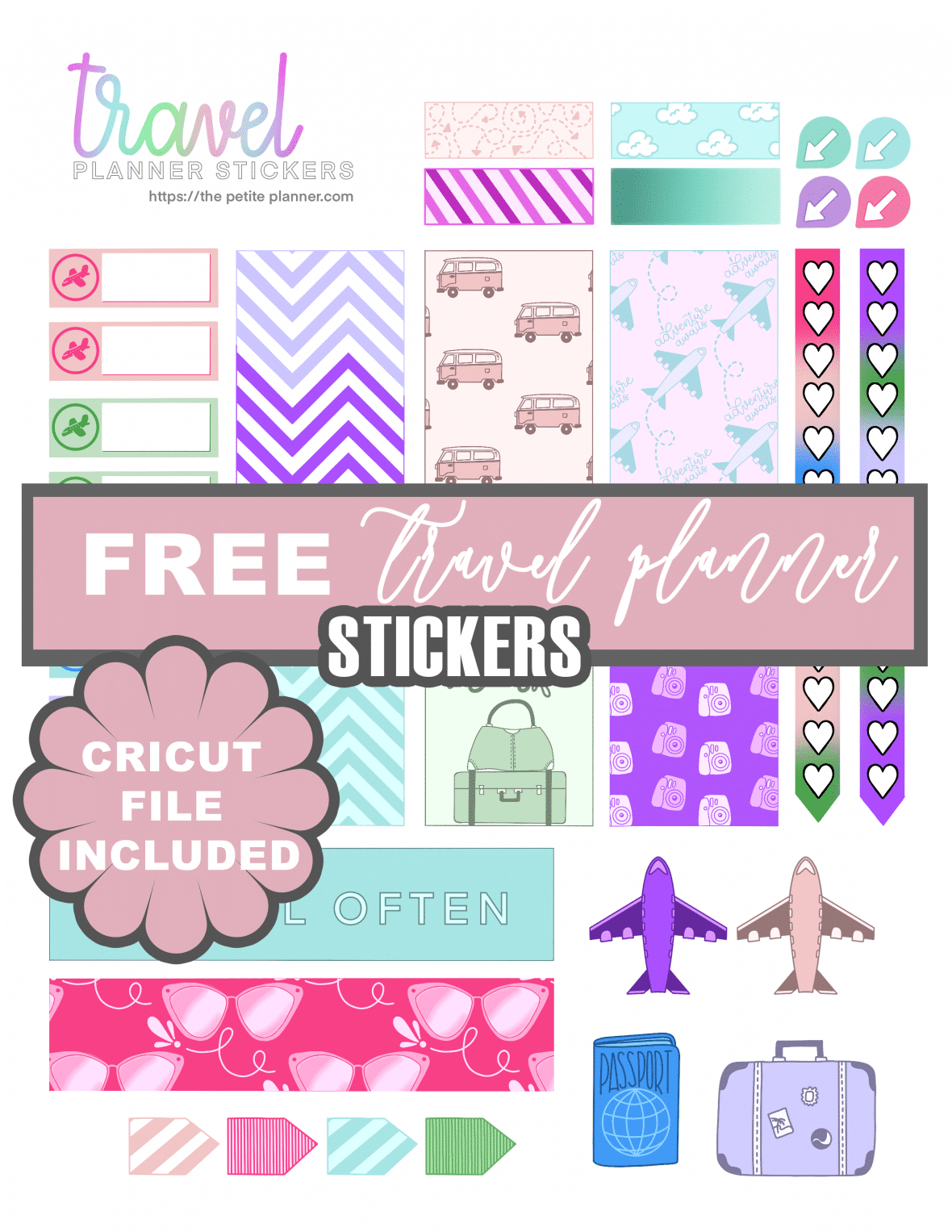 Free Printable Travel Planner Stickers ⋆ The Petite Planner