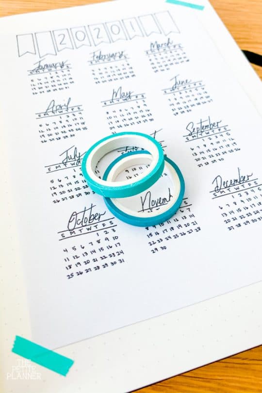 Free Year at a Glance Bullet Journal Printable 2020 ⋆ The Petite Planner