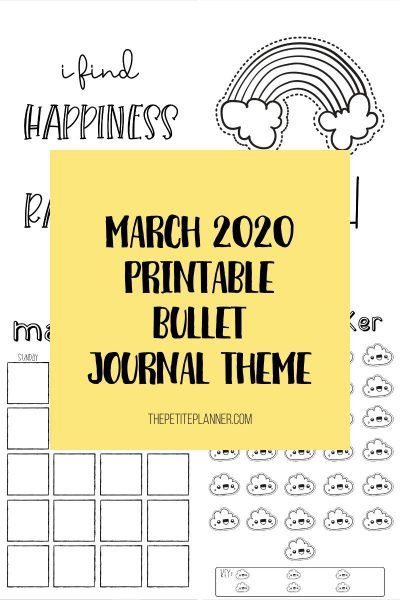 March 2020 Printable Bullet Journal Theme ⋆ The Petite Planner
