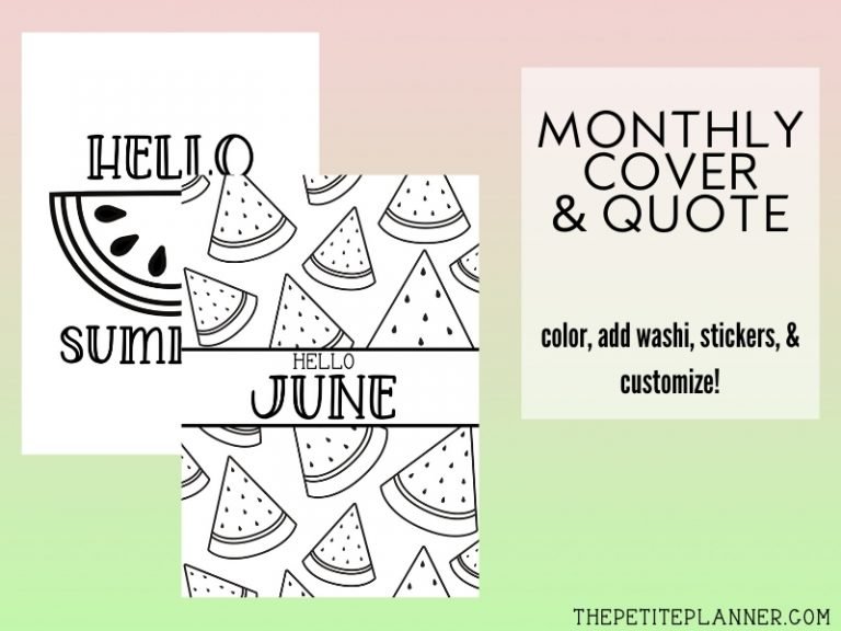 Printable June Journal Theme - Watermelon Theme ⋆ The Petite Planner