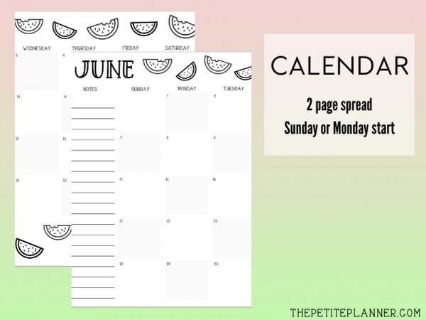 Printable June Journal Theme - Watermelon Theme ⋆ The Petite Planner