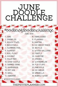 June Doodle Challenge Prompts & Free Printable ⋆ The Petite Planner