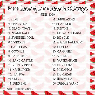 June Doodle Challenge Prompts & Free Printable ⋆ The Petite Planner