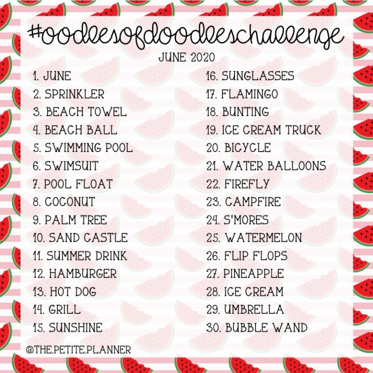 June Doodle Challenge Prompts & Free Printable ⋆ The Petite Planner