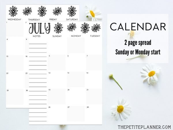 Printable July Journal Pages - Daisy Theme ⋆ The Petite Planner