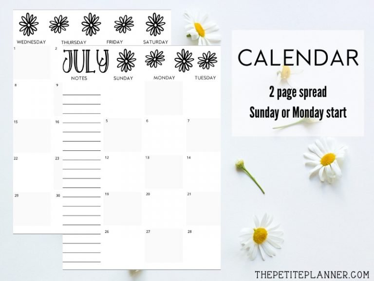 Printable July Journal Pages - Daisy Theme ⋆ The Petite Planner