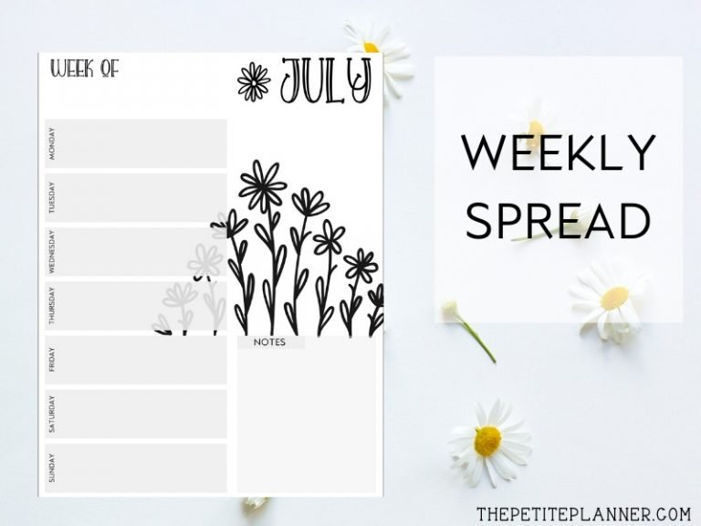 Printable July Journal Pages - Daisy Theme ⋆ The Petite Planner