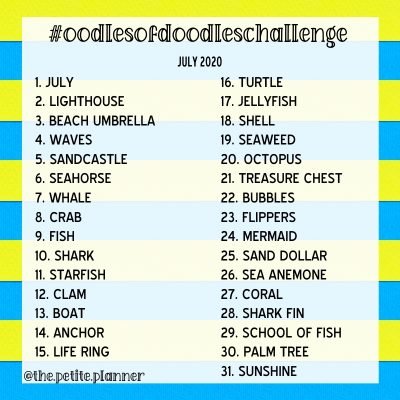 July Doodle Challenge (FREE PRINTABLE!) ⋆ The Petite Planner