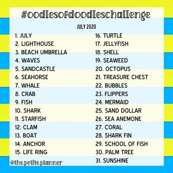 July Doodle Challenge (FREE PRINTABLE!) ⋆ The Petite Planner