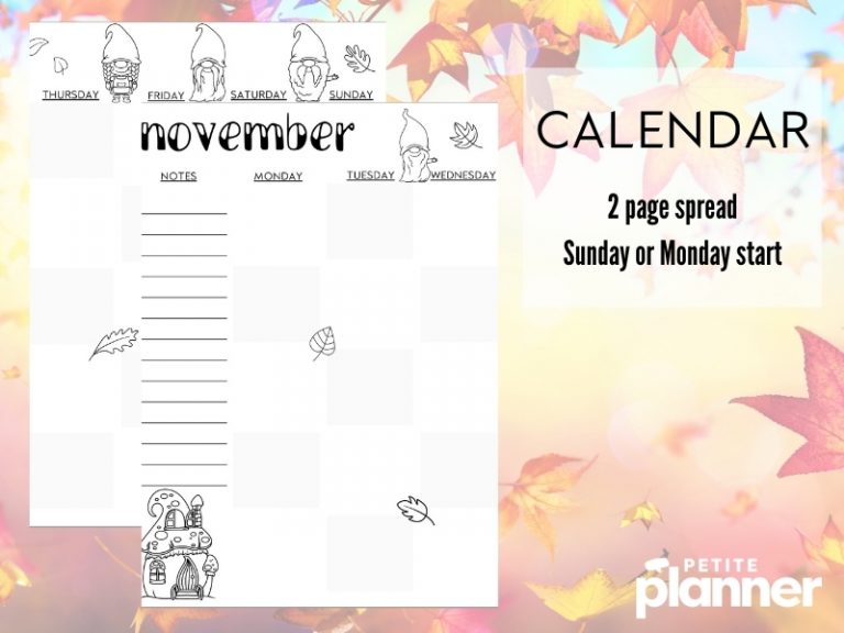DOWNLOAD & PRINT - November Bullet Journal Spread FEAT. Gnomes!
