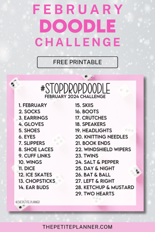 February Drawing a Day Challenge with FREE Printable!