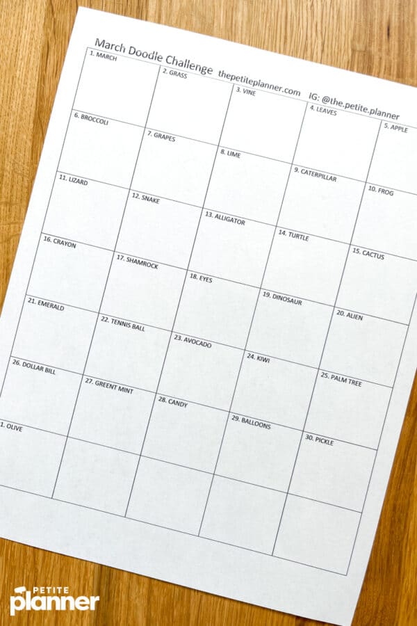 March Drawing Challenge 2021 - Color GREEN Theme with Printable!