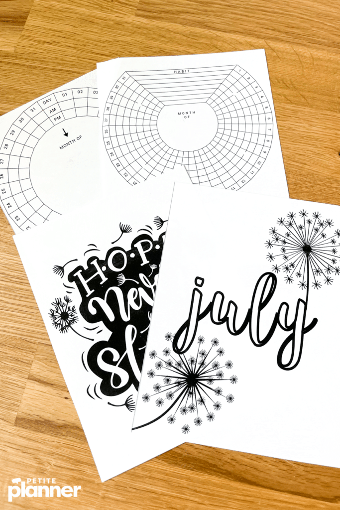 Dandelion Bullet Journal Theme (Undated Printable July Bullet Journal)