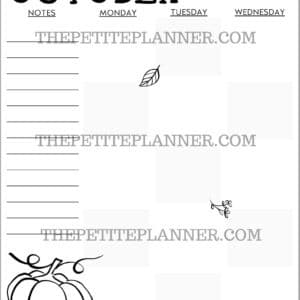 Printable October Bullet Journal 2021 (Undated) (Works for Any Year)