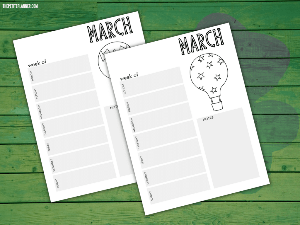 Printable March Bullet Journal 2022 (Undated) (Works for Any Year)