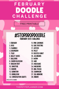 February Drawing a Day Challenge with FREE Printable