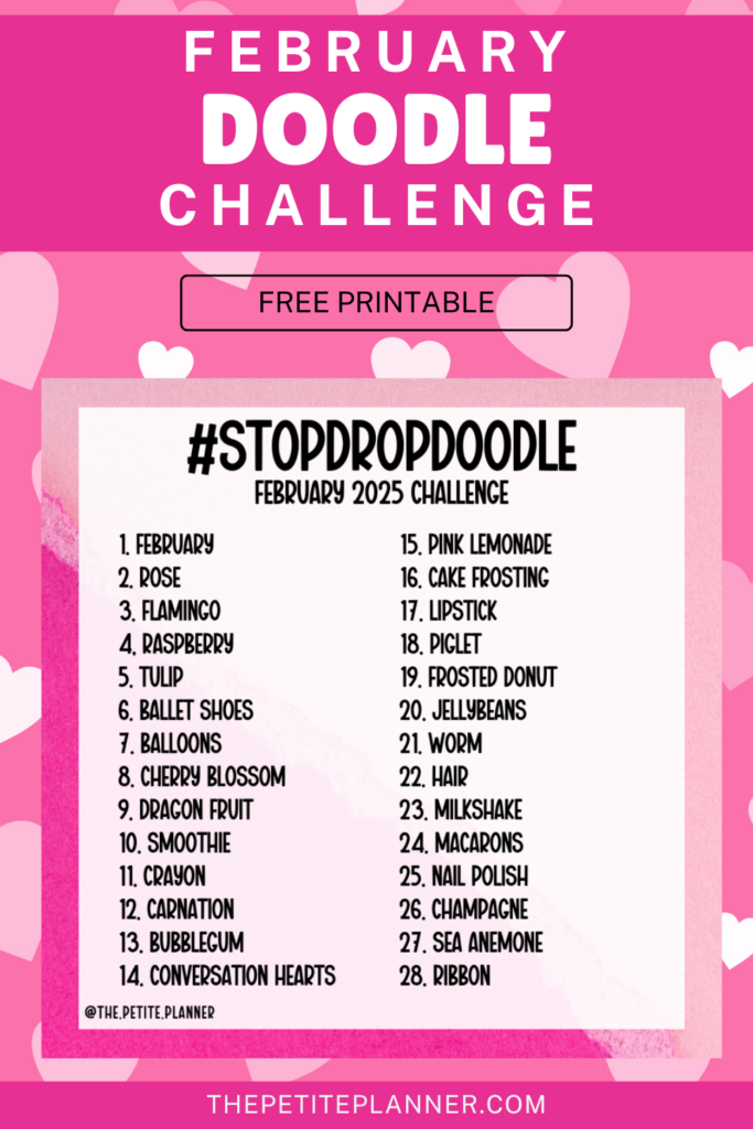 February Drawing a Day Challenge with FREE Printable