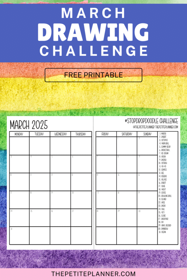 March Drawing Challenge with FREE Printable!