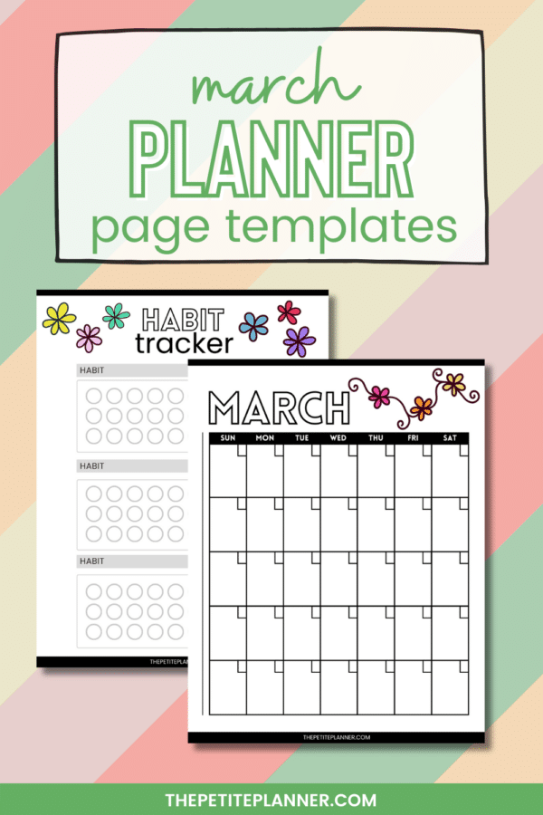 Printable March Bullet Journal (Calendar, Habit Tracker & More!)