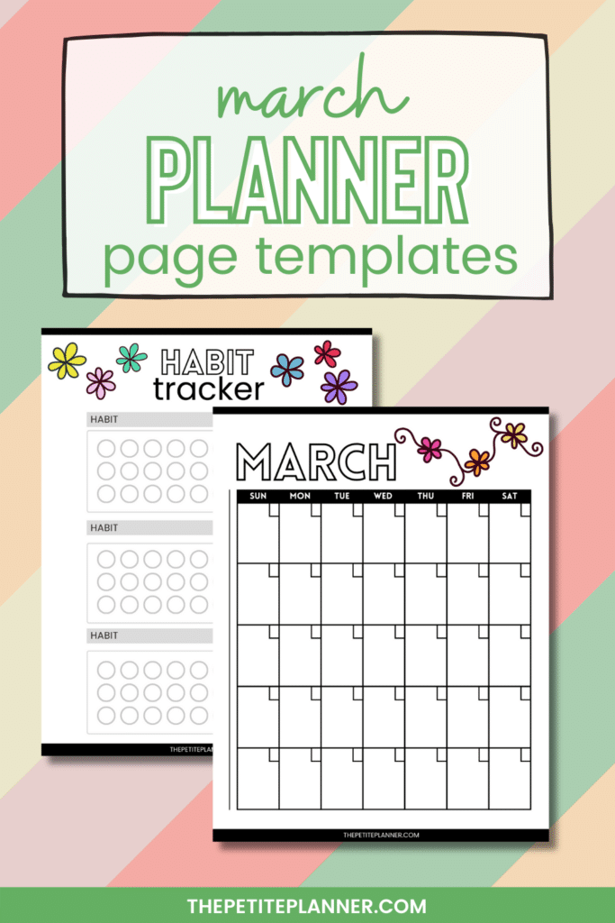 Printable March Bullet Journal (Calendar, Habit Tracker & More!)