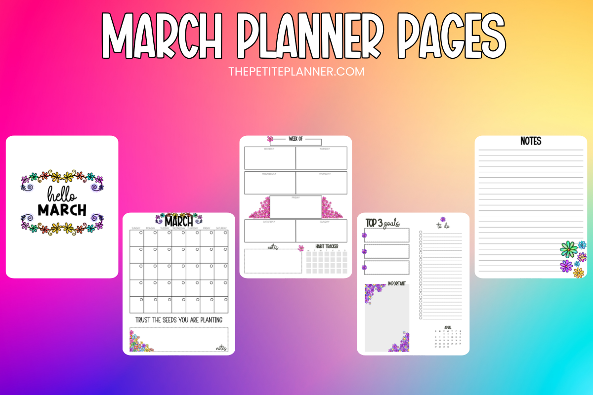 Printable March Bullet Journal (Calendar, Habit Tracker & More!)