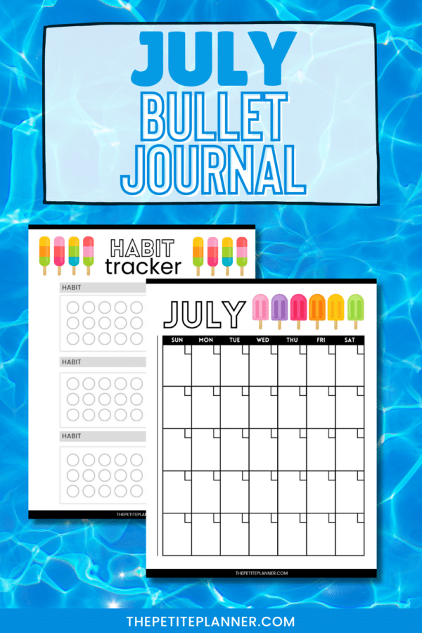 Printable July Bullet Journal (Calendar, Habit Tracker & More!)