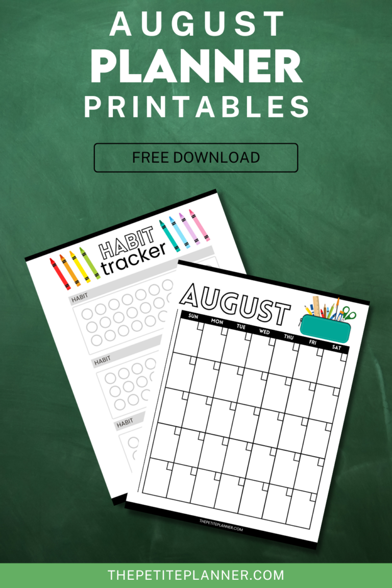 Printable August Bullet Journal (Calendar, Habit Tracker & More!)