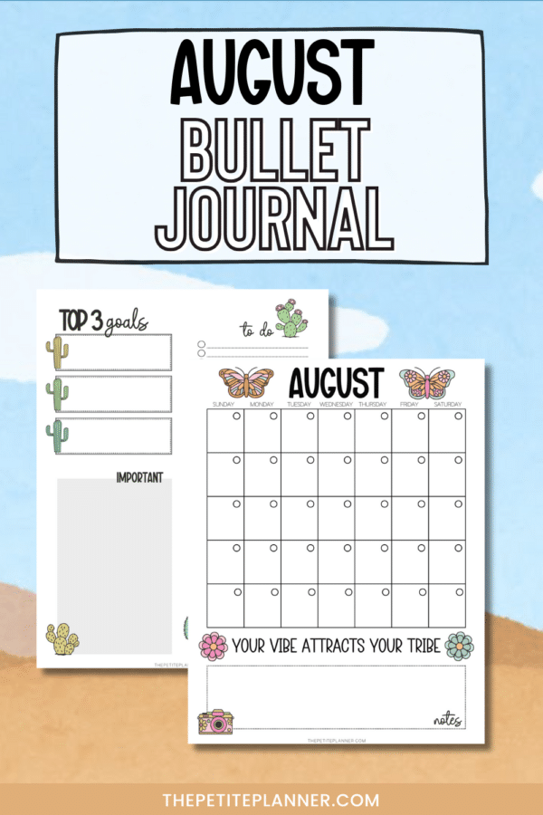 Printable August Bullet Journal (Calendar, Habit Tracker & More!)