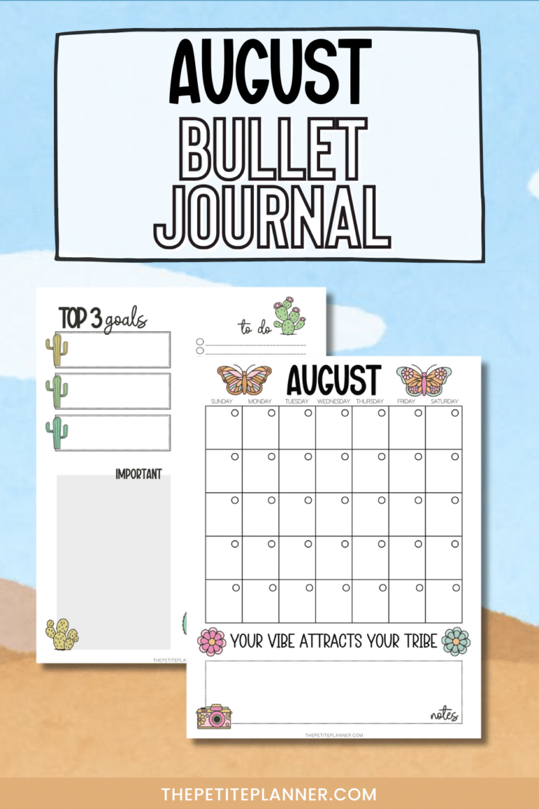 Printable August Bullet Journal (Calendar, Habit Tracker & More!)