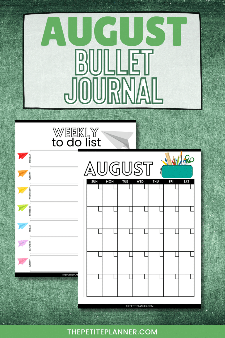 Printable August Bullet Journal (Calendar, Habit Tracker & More!)