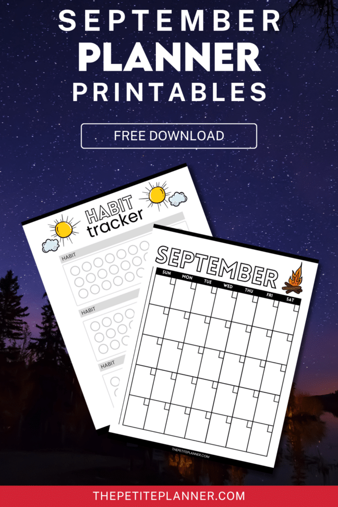 Printable September Planner Pages (Calendar, Habit Tracker)