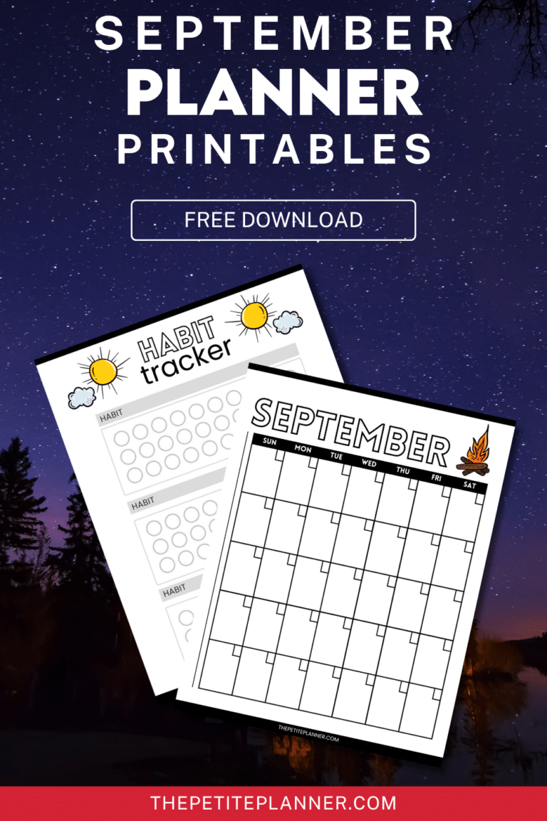 Printable September Planner Pages (Calendar, Habit Tracker)