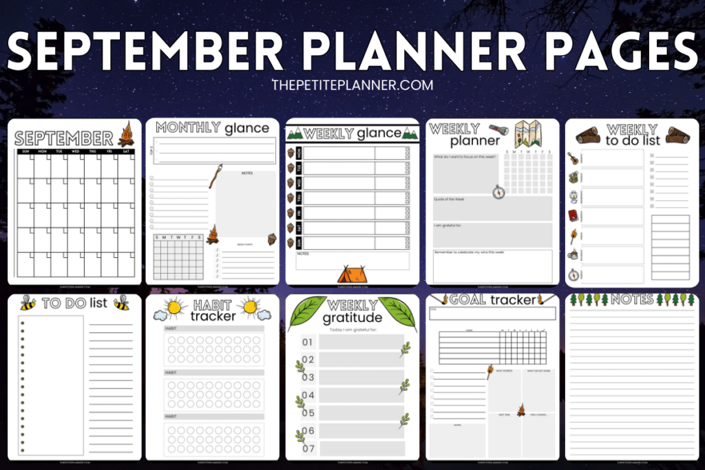Printable September Planner Pages (Calendar, Habit Tracker)