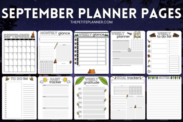 Printable September Planner Pages (Calendar, Habit Tracker)