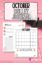 Printable October Planner Pages (Calendar, Habit Tracker)