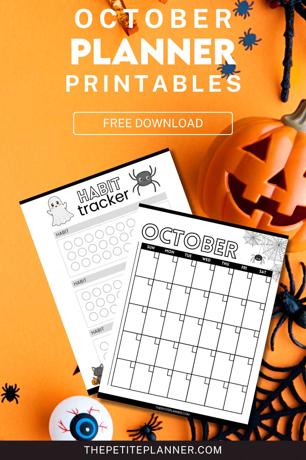 Printable October Planner Pages (Calendar, Habit Tracker)
