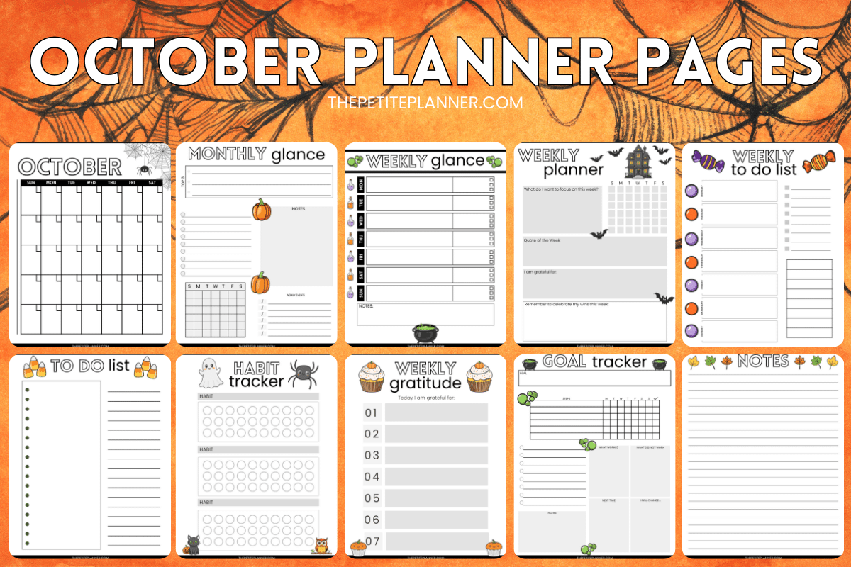 Printable October Planner Pages (Calendar, Habit Tracker)