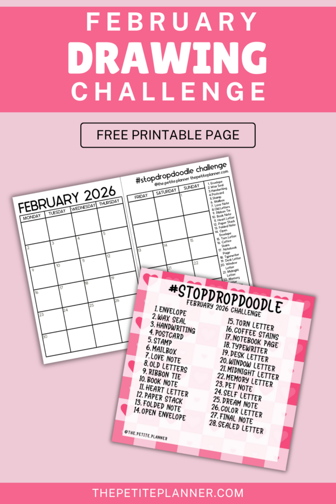 February Drawing a Day Challenge with FREE Printable
